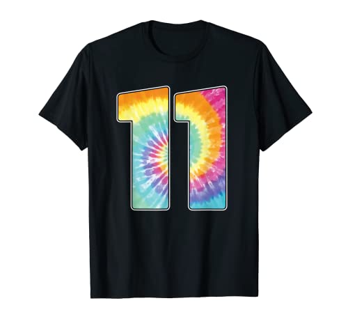 Number 11 Team Event Shirt or 11th Birthday Tie Dye Gift Tee