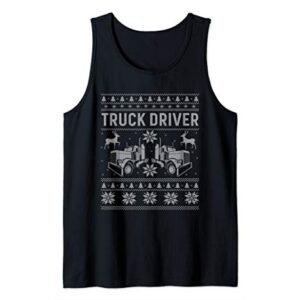 Truck Driver Funny Trucker Ugly Christmas Tank Top