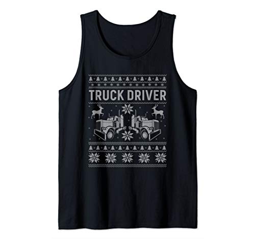 Truck Driver Funny Trucker Ugly Christmas Tank Top