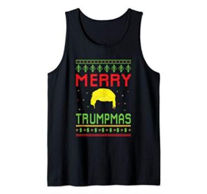 trump funny ugly christmas tank top