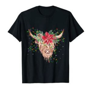 Farmhouse Stocking Stuffers Christmas Highland Cow T-Shirt