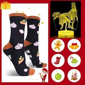 funny gaming socks and dinosaur night light room 3d decor lamp – stocking stuffers gifts for men women teenage