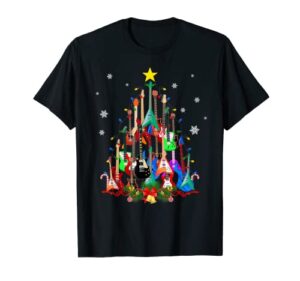 guitar christmas tree funny guitarist christmas lover t-shirt