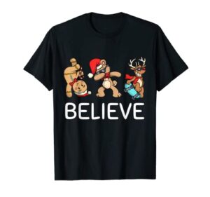 dabbing santa xmas for kids boys girls believe christmas t-shirt