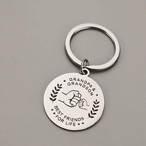 Grandpa Grandson Birthday Gifts, Grandson Grandfather Keychain, Grandad Father's Day Gifts from Grandchildren Grandson Birthday Gifts from Grandpa Keyring