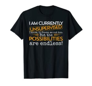 currently unsupervised novelty graphic sarcastic men women t-shirt