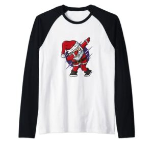 funny christmas stocking stuffer santa dabbing xmas raglan baseball tee