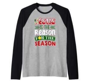 christian jesus the reason christmas stocking stuffer gifts raglan baseball tee