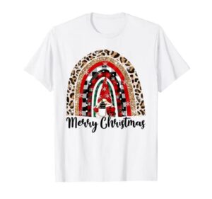 merry christmas leopard gnome lover rainbow stocking stuffer t-shirt