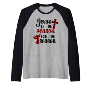 jesus the reason christian christmas stocking stuffer gifts raglan baseball tee