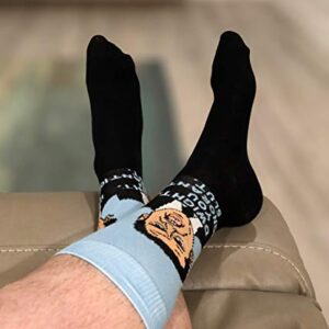 Balanced Co. Dwight You Ignorant S. Dress Socks Michael Scott Socks Funny Socks Crazy Socks Casual Socks (Black/Light Blue)