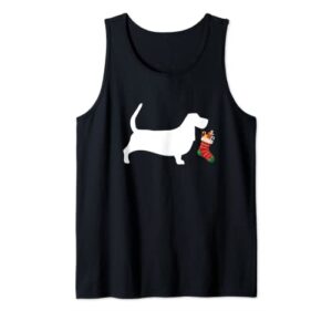 bassett hound christmas stocking stuffer dog tank top