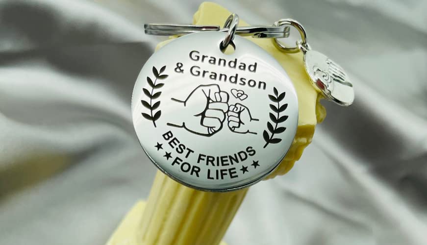 Grandad Grandpa Gifts from Grandson Keychain Christmas Gifts for Grandfather Grandpa Grandson Birthday Gifts for Papa Granddad Key Ring