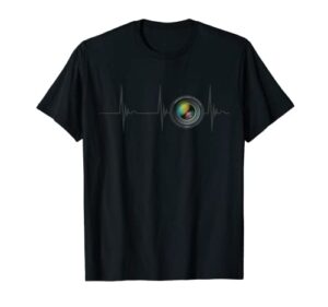 camera lens photography photographer heartbeat ekg pulse t-shirt