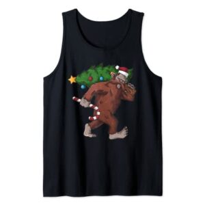 Santa Bigfoot Sasquatch Tree Christmas Stocking Stuffer Gift Tank Top