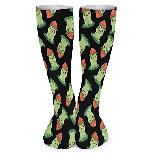 Strawberry Frog Socks 5 Pairs Pack Funny Crew Socks Novelty Dress Socks for Women Men Boys Girls