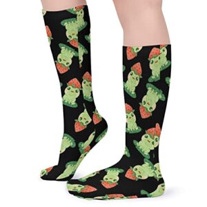 Strawberry Frog Socks 5 Pairs Pack Funny Crew Socks Novelty Dress Socks for Women Men Boys Girls