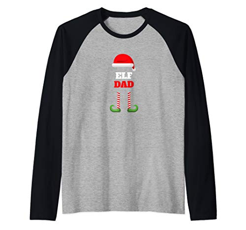 Elf Dad | Dad Stocking Stuffer Gift | Funny Ugly Christmas Raglan Baseball Tee