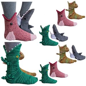 christmas knit socks crocodile socks-knit animal socks funky knitting pattern creativity alligator knitting cuff winter warm socks funky animal pattern novelty mid-length socks gifts for woman man