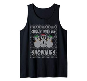 snowman funny snow pun ugly christmas tank top