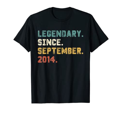 8 Year Old Gift Legend Since September 2014 8th Birthday T-Shirt