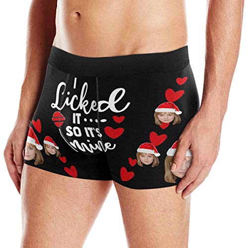 Custom Girlfriend Face Boxer Briefs Personalized I Licked it so it is Mine Christmas Underwear for Men