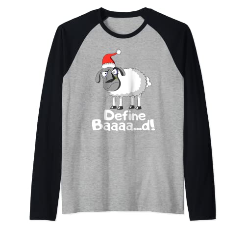 Define Bad Sheep Lover Farmer Christmas Stocking Stuffer Raglan Baseball Tee