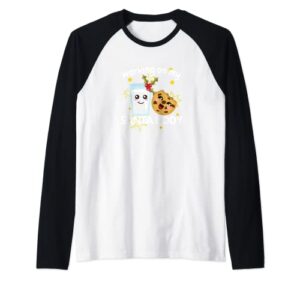 santa body cookies and milk christmas stocking stuffer raglan baseball tee