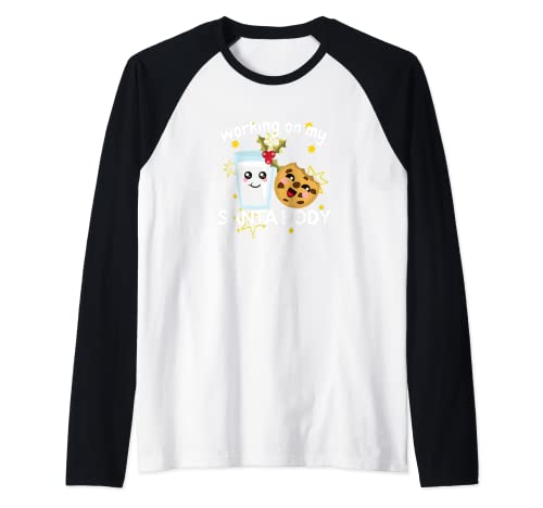 Santa Body Cookies and Milk Christmas Stocking Stuffer Raglan Baseball Tee