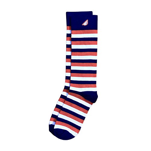 Mens Dress Socks Fun Crazy Colorful Gift Pack Awesome Happy, Made in America (Navy, Orange & White)