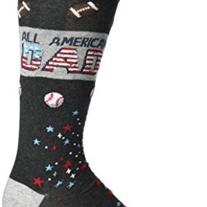 K. Bell Men's Classics Novelty Crew Socks, All American Dad (Black Heather), Shoe Size: 6-12