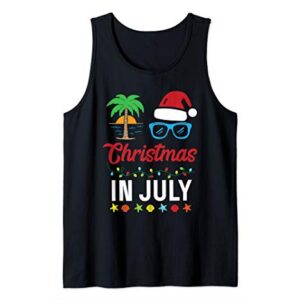 Christmas in July Santa Sunglasses Beach Tank Top