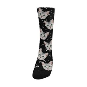 MyPupSocks Custom Printed and Personalized Socks Fish Bine and Paws Black Crew Socks Unisex Cat Lover New Year Gifts