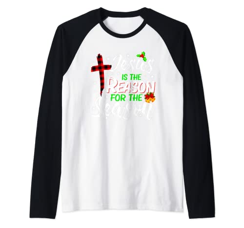 Jesus The Reason Christmas Stocking Stuffer Funny Xmas Raglan Baseball Tee