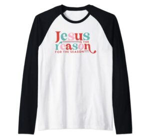 christian jesus the reason christmas stocking stuffer retro raglan baseball tee