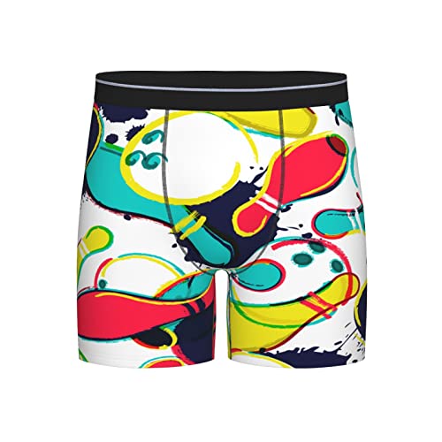 Men'S Long Leg Boxer Briefs Watercolor Bowling Ball Waistband Boxer Briefs