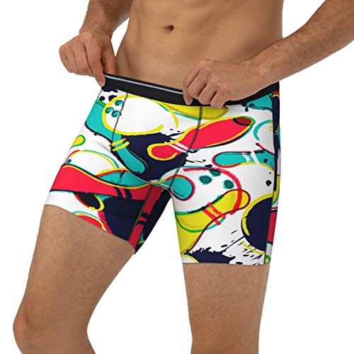 Men'S Long Leg Boxer Briefs Watercolor Bowling Ball Waistband Boxer Briefs