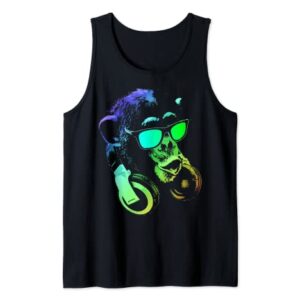 Monkey Chimp With Sunglasses And Headphones Tank Top