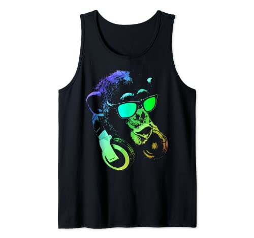 Monkey Chimp With Sunglasses And Headphones Tank Top