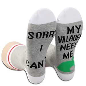 pofull novelty gamer gift sorry i can’t my villagers need me video game lover gift funny gaming socks (my villagers need me socks)