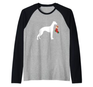 whippet christmas stocking stuffer dog raglan baseball tee