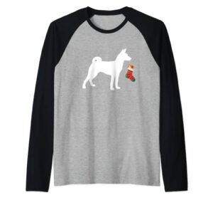 basenji christmas stocking stuffer dog raglan baseball tee