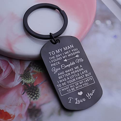 To My Man Keychain for Him Love My Man Gifts Valentine's Day Birthday for Husband Boyfriend