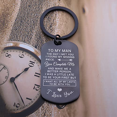 To My Man Keychain for Him Love My Man Gifts Valentine's Day Birthday for Husband Boyfriend