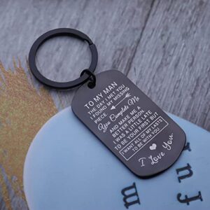 To My Man Keychain for Him Love My Man Gifts Valentine's Day Birthday for Husband Boyfriend