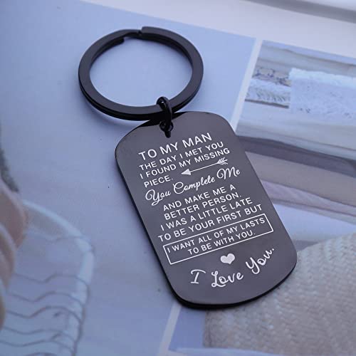 To My Man Keychain for Him Love My Man Gifts Valentine's Day Birthday for Husband Boyfriend