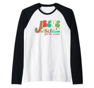 christian jesus the reason christmas stocking stuffer xmas raglan baseball tee