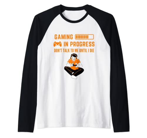 Gaming In Progress Gamer Stocking Stuffer Gifts Video Games Raglan Baseball Tee