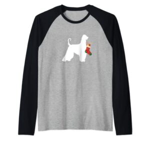 afghan hound christmas stocking stuffer dog raglan baseball tee