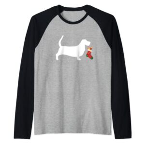 Bassett Hound Christmas Stocking Stuffer Dog Raglan Baseball Tee